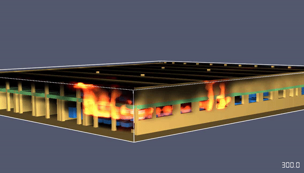 Reconstruction of fire in tall building