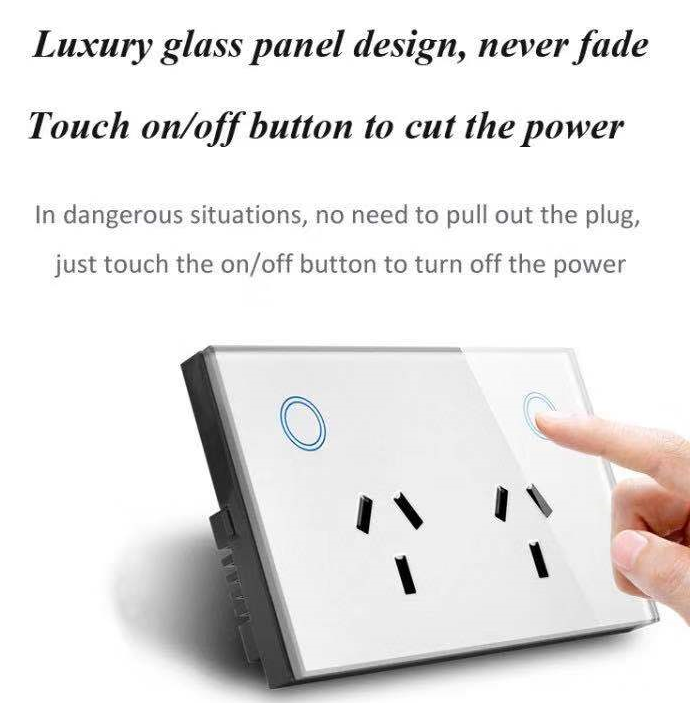 AU Type Wifi Touch Double GPO Glass Panel Power Point Wall Outlet ...
