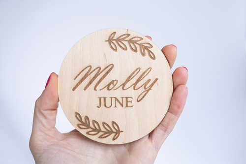 Baby Laser Engraved Personalized Wooden Disc | BrilliantJo-B