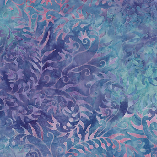 Benartex, Batik Seaweed Light Blue, Lilac (9273-05) | The Sewing Diva