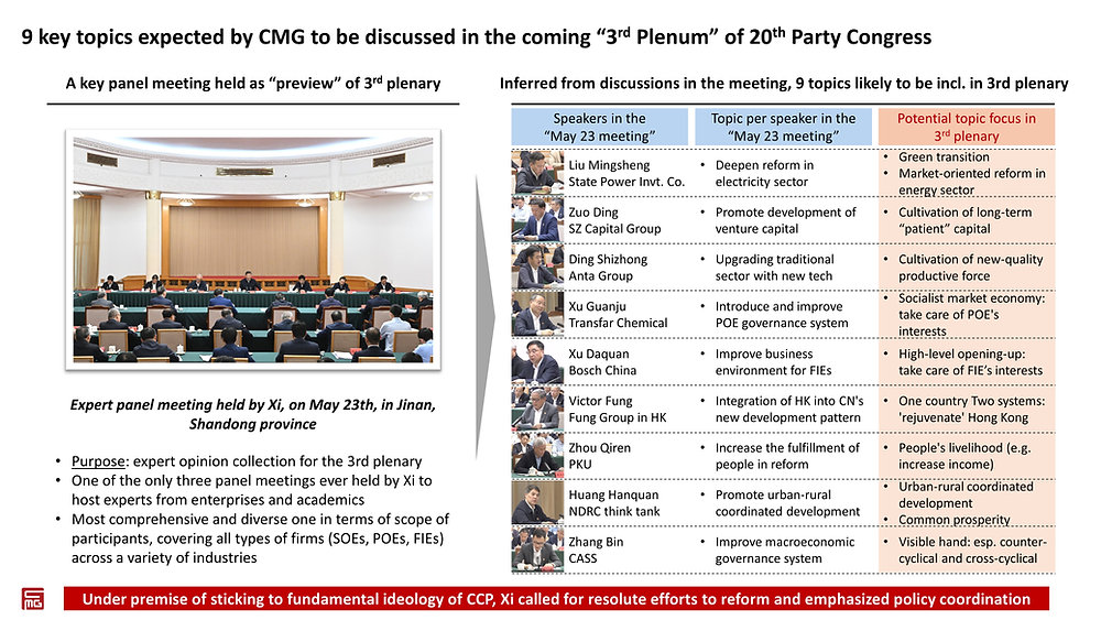 Third Plenum: Focus on 9 reform areas – no drastic policy change expected