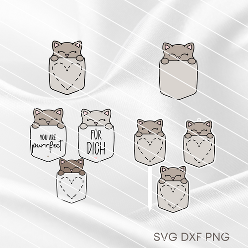 Kätzchen im Beutel | Plotterherzen