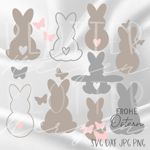 Hasen + Schmetterlinge-Set | Plotterherzen