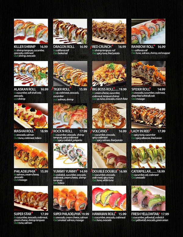MENU | Irashai Sushi
