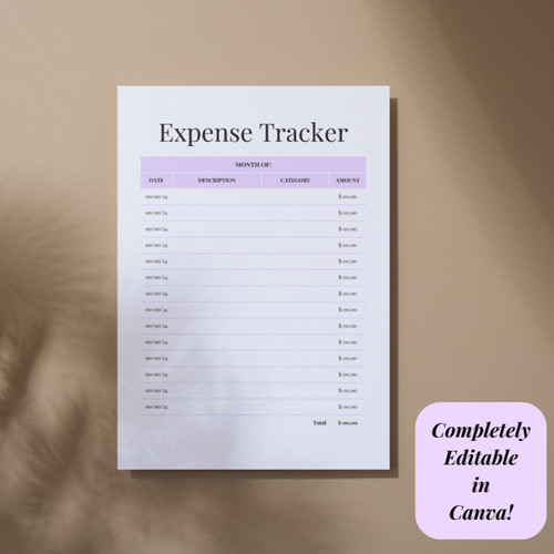 Simple Script Expense Tracker: Fully Editable in Canva | Kristina ...
