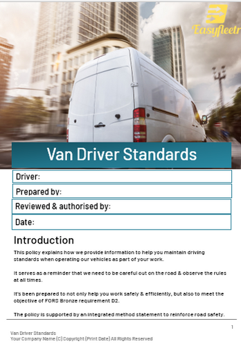 Policy - Van Driver Standards | Easyfleetr