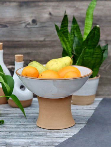 White Pedestal Bowl | White Lotus Pottery