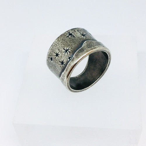 Matariki Maunga Oxidized Silver Ring by Buster Collins | Vu Jewellers