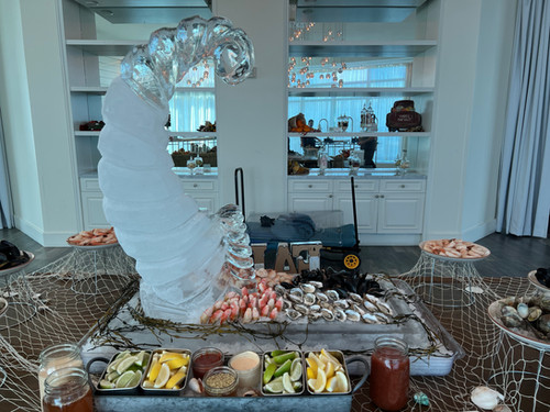 Cornucopia or Horn of Plenty with Single Ice Platter. | ice and fruits