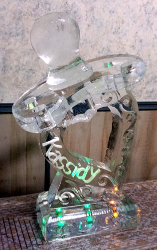 Slanted heart pacifier with name | ice and fruits