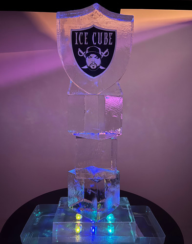 Ice Sculpture of Rapper Ice Cube Logo in Ice on Real Ice Cubes. | ice ...