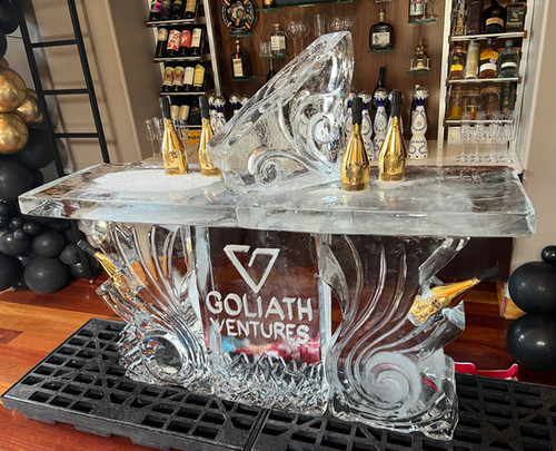 6ft Ice Bar with Company Logo, Straight Shot Luge and Bottle Holders ...