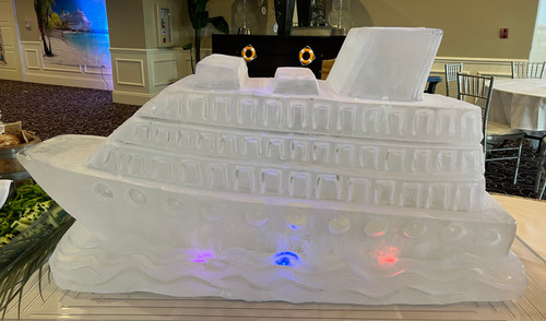 Ice Sculpture of Crew Ship | ice and fruits