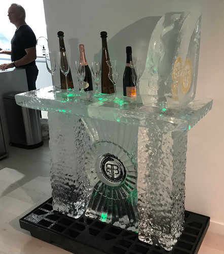4ft. Ice Bar with Logo, Shot Luge, Bottle Holders and Champagne Flute ...