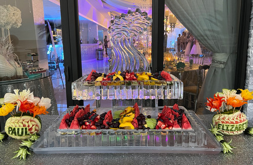 Two Tier Ice Platters with Wave and Fruit Display | ice and fruits