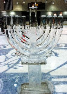 Jewish Ice Menorah, Curved Branches, 5 ft. Tall, Carving Demonstration ...