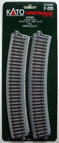 Kato Unitrack 2-220 610mm (24') Radius 22.5 Curve Track 4Pcs - HO Scale ...