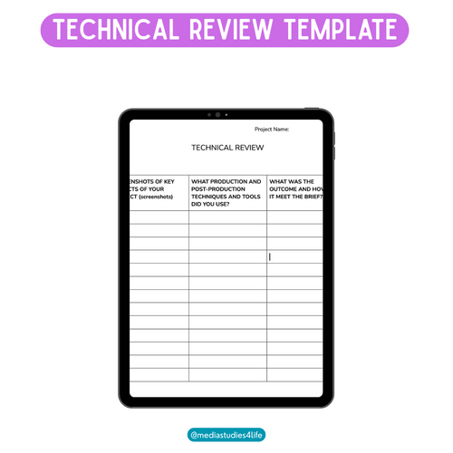 Technical Review Template | MediaStudies4Life
