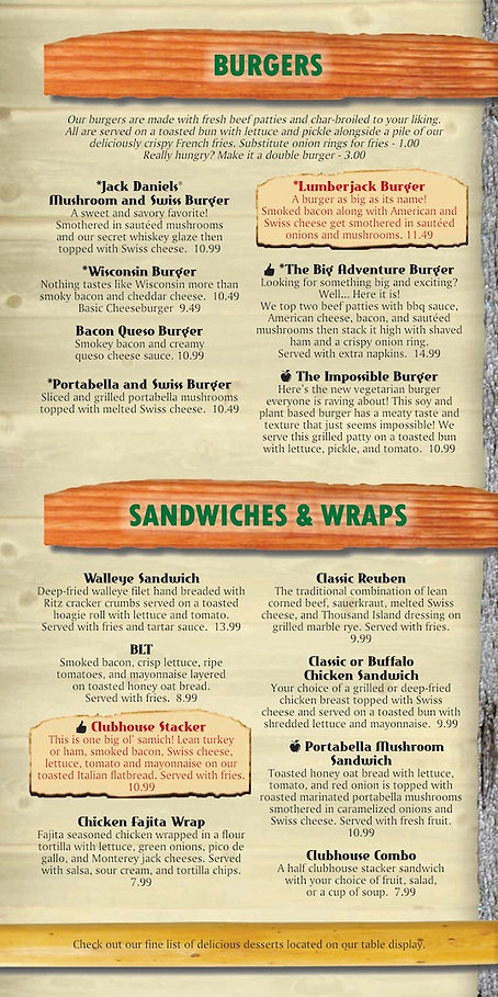 Adventures Siren | Menu