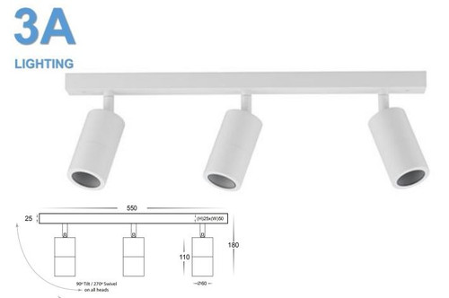 3 LIGHTS BAR ADJUSTABLE (2143W) | 3A Lighting