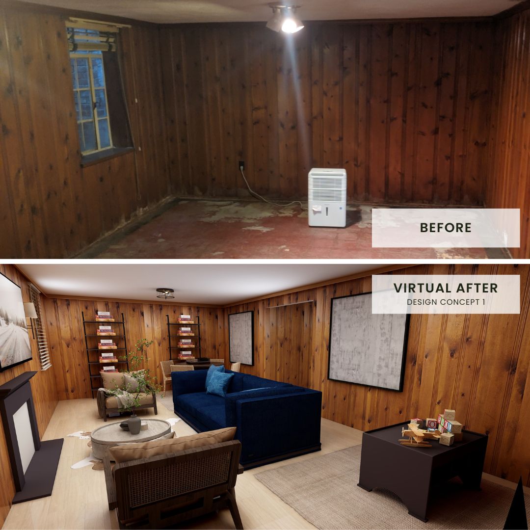 Traynham - Wood Paneling Basement Redesign