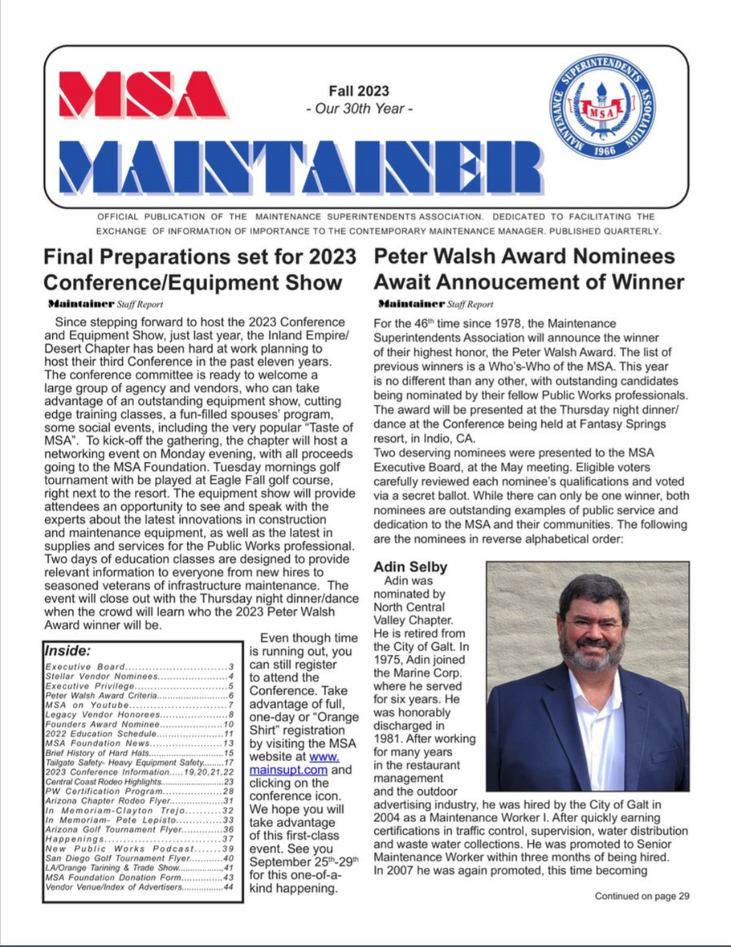 News | MSA Maintenance Superintendents Association