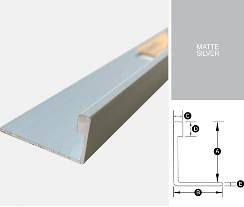 Matt silver L shape Trim | Bayside Tiles