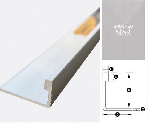 Brushed Bright silver L shape Trim | Bayside Tiles