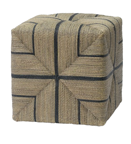 Natural Textured Ottoman | Evan Gray Design