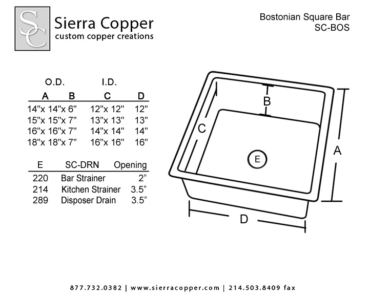 SC-BOS | Copper Bar/Prep Sink | Sierra Copper