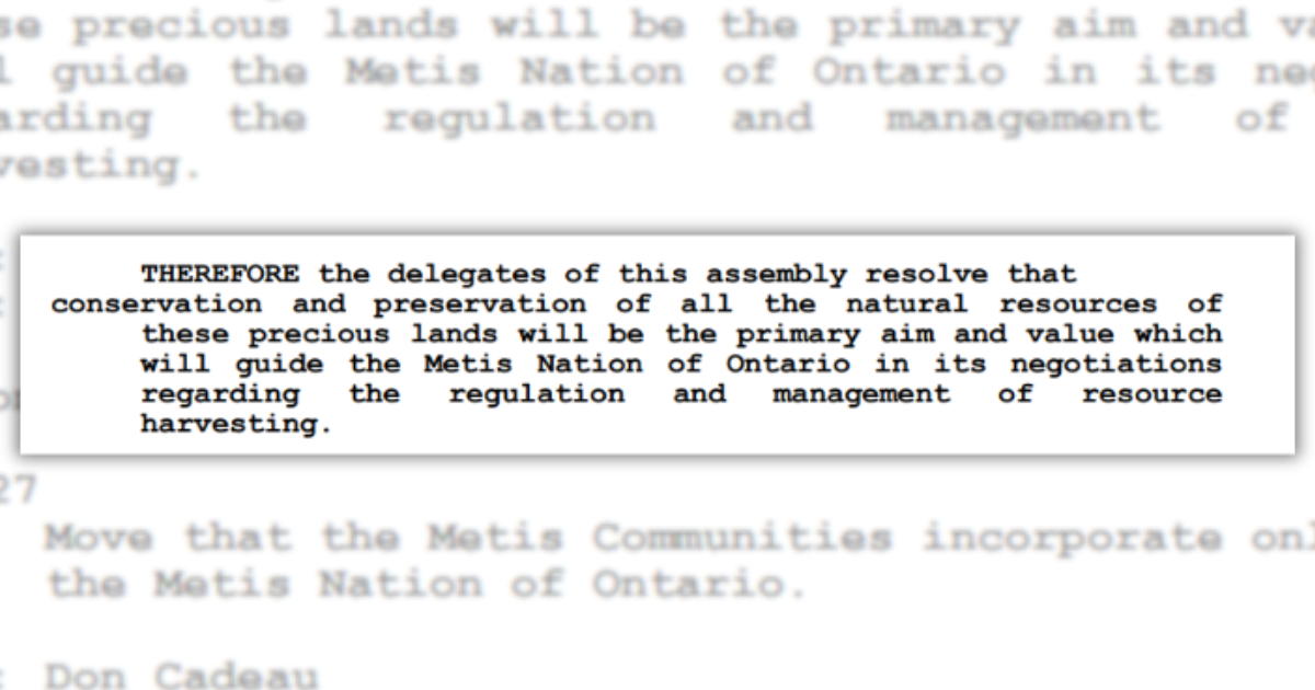 “conservation and preservation of all” | Ontario Métis Facts