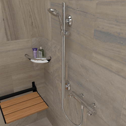 The Shower Riser Grab Rail - Polished Steel | Invisible Creations