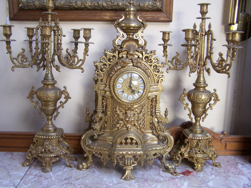 BRONZE BAROQUE FRENCH STYLE MANTLE CLOCK | bandbantiqueclocks