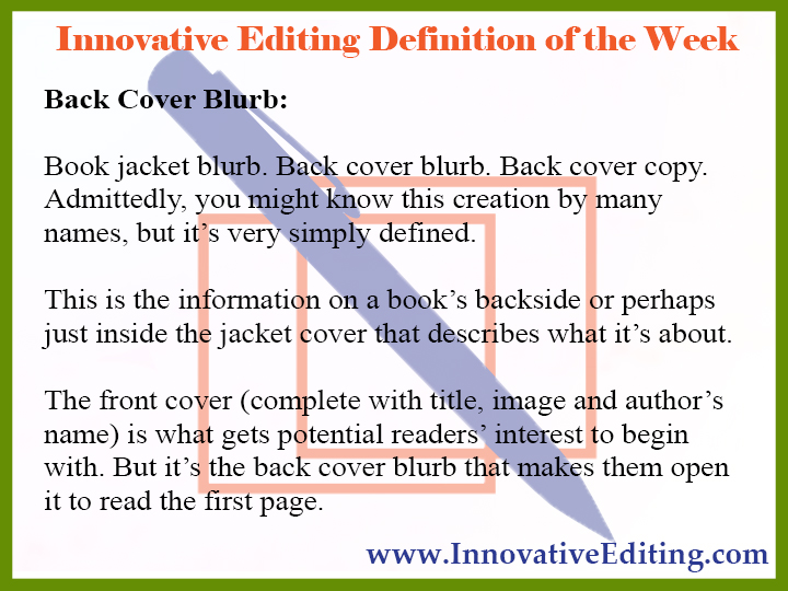 Here's How a Book's Back Cover Blurb Looks