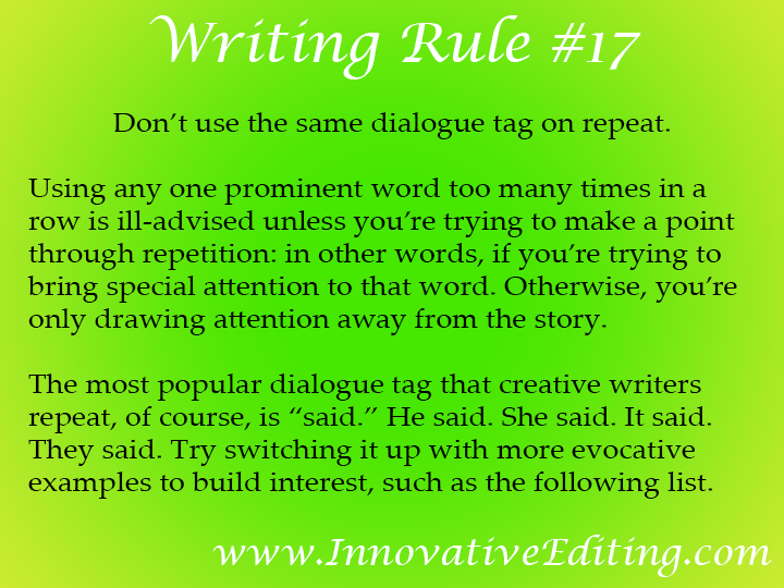 A List of Dialogue Tags and Why They Matter