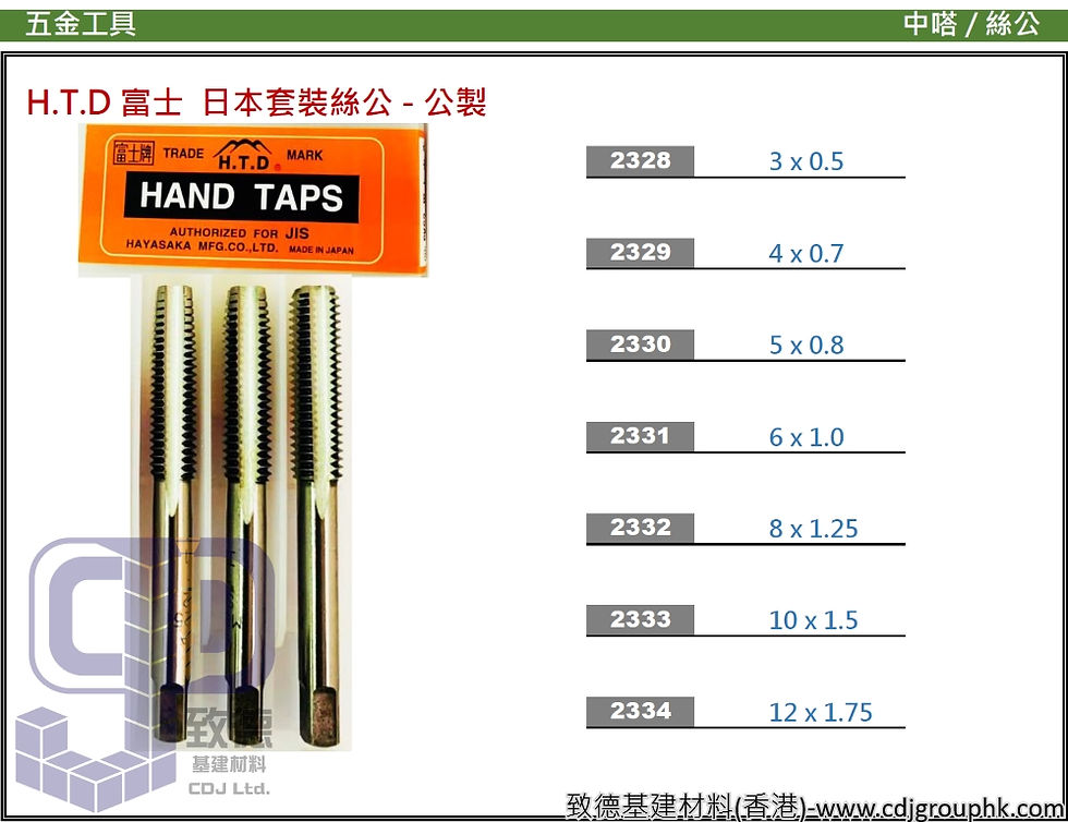 日本"HTD"富士-公製絲公(絲攻)套裝-232834(STMW) | 致德基建材料有限公司 CDJ Limited