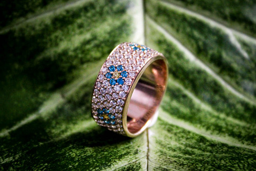 Pave Setting Flower Pattern Ring | Metal Artist Studio