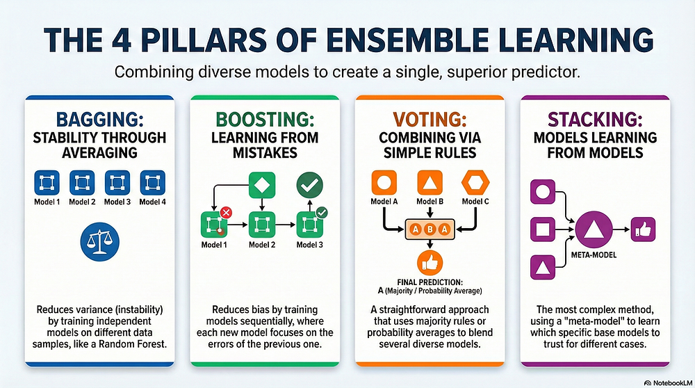 Ensemble Learning Explained: Bagging, Boosting, Voting & Stacking