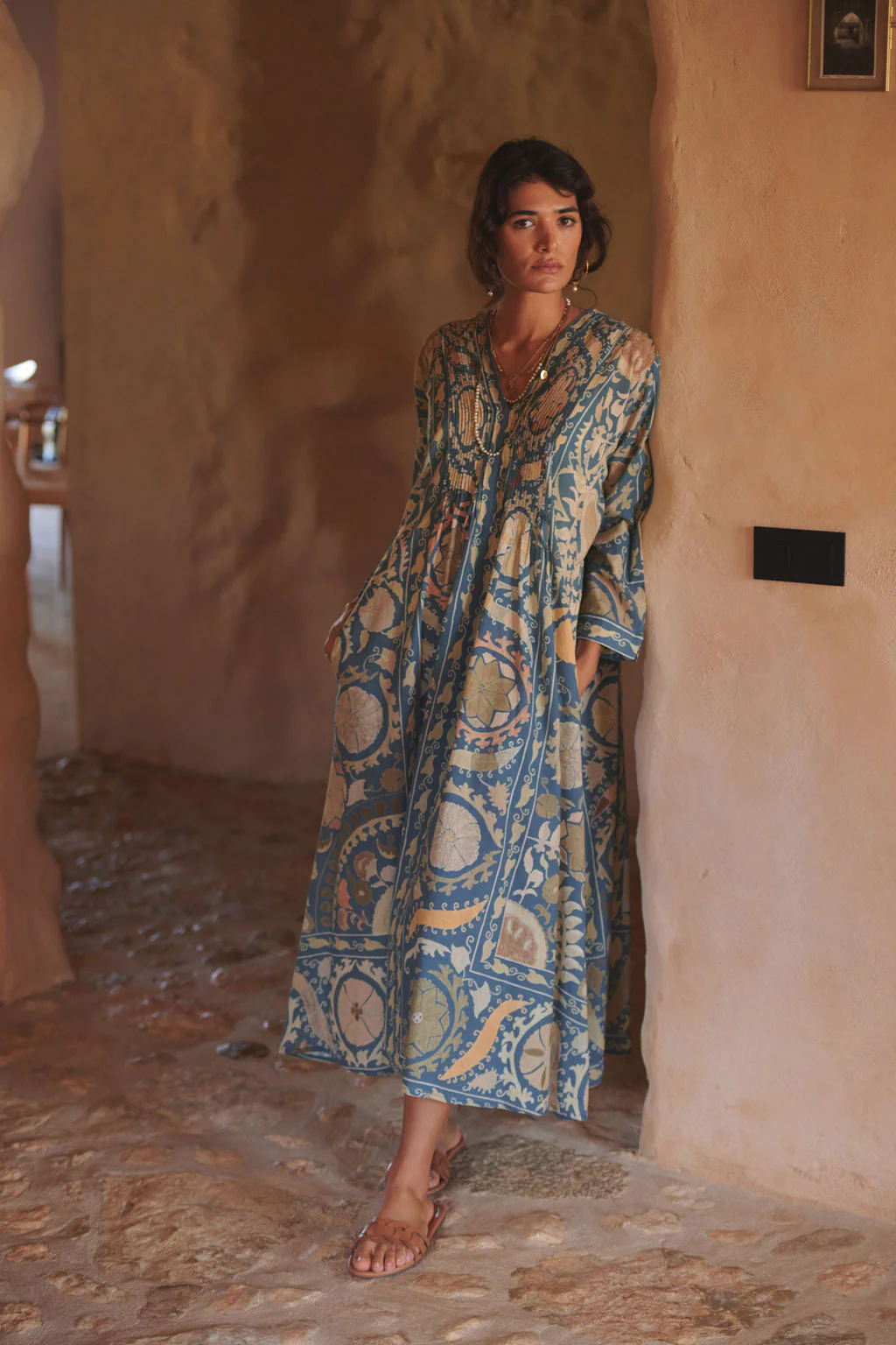 SUSANI BLUE PINCH PLEAT DRESS MED/ LARGE | Herbyjacks