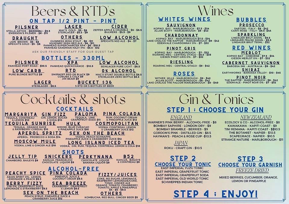 Drinks Menu | Sandbar Mana