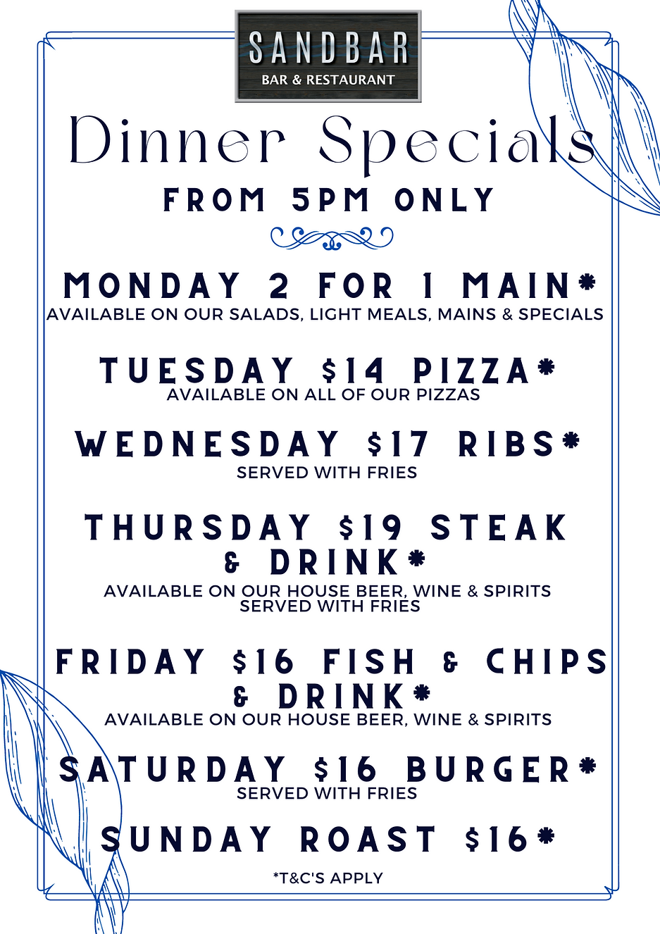 Specials | Sandbar Mana