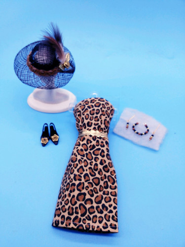 Fashion Dolls Designer OAK LEOPARD PRINT WITH GOLD BELT Sheath Dress ...