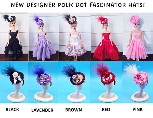 Hats Fit BARBIE FASHION DOLLS DESIGNER POLKA DOT FASCINATOR HATS | Your ...
