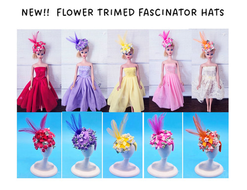 Hats Fit BARBIE FASHION DOLLS DESIGNER FLOWER TRIM FASCINATOR HATS ...