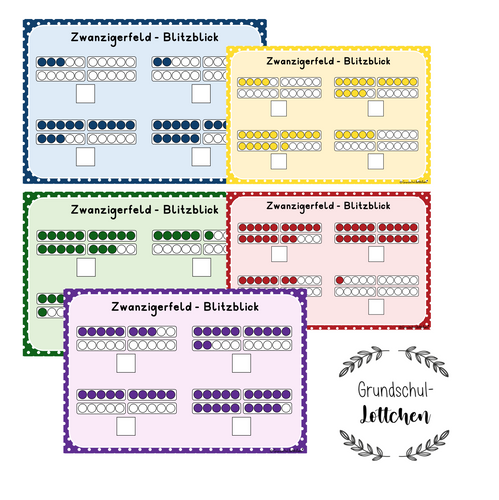 Zwanzigerfeld - Mathekartei Kl 1 | Grundschullottchen