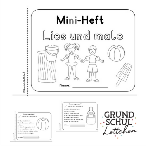 Sommer - Lies und male Miniheft | Grundschullottchen