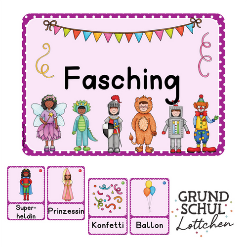 Fasching (mit Artikel) - Bildkarten | Grundschullottchen