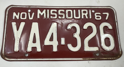 License Tag MO '67 YA4-326 | OldTownArchSalvage