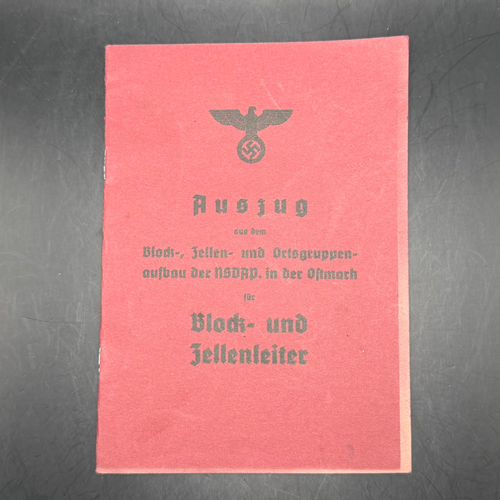Rare NSDAP Auszug aus dem Block- Zellen- und Ortsgruppenaufbau der ...