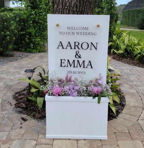 Custom Flower Box Welcome Sign | White Rabbit Events